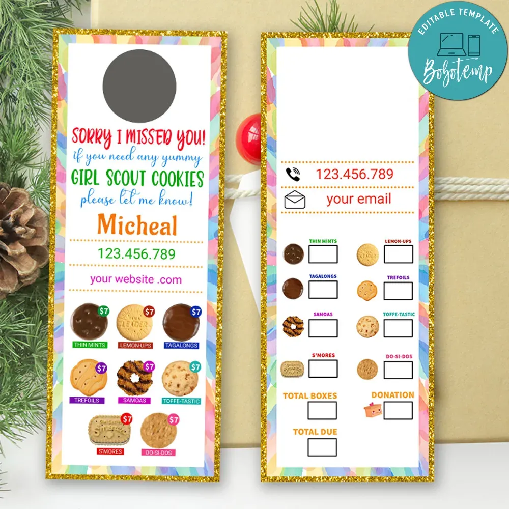 2021 LBB Girl Scout Cookie Sales Double Sided Door Hanger DIY | Bobotemp