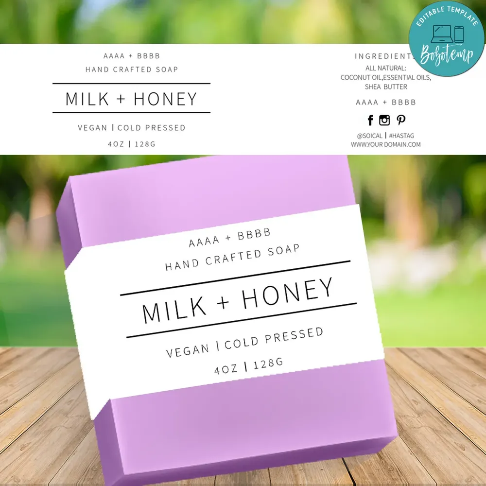 Modern Soap Label Editable Template Instant Download | Bobotemp