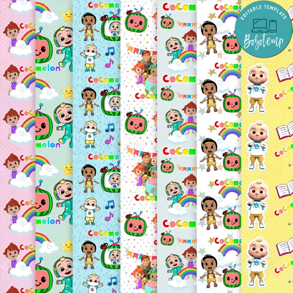 Bundle Seamless Pattern Cocomelon Digital Paper JPG File | Bobotemp