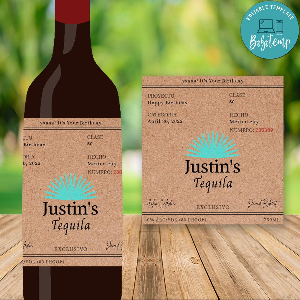 Casamigos Tequila Birthday Label Customizable Template DIY Bobotemp