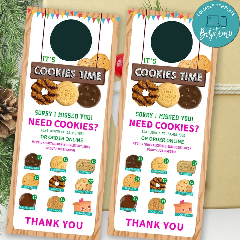 2021 LBB Girl Scout Cookie Sales Door Hanger Customizable DIY | Bobotemp