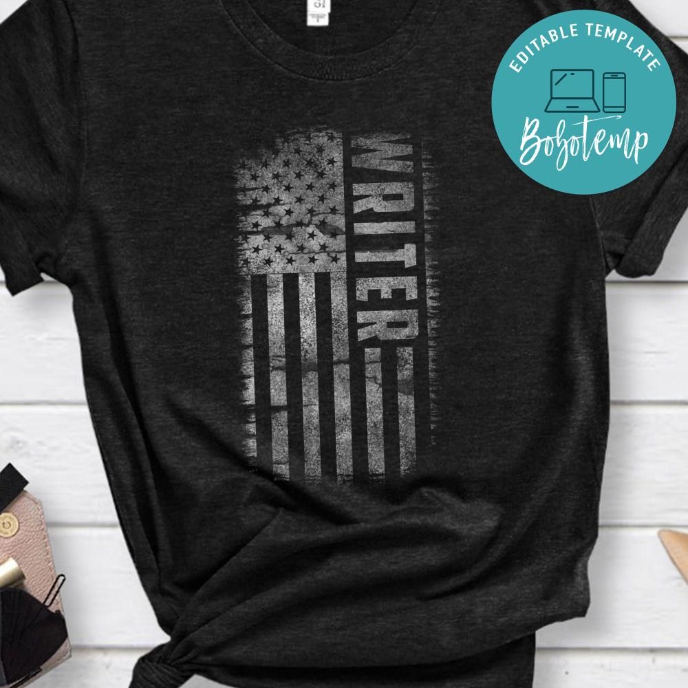 Writer US Flag T Shirt | Bobotemp Shop