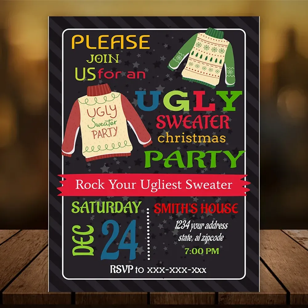 Ugly Sweater Christmas Party Invitation Printable | Bobotemp