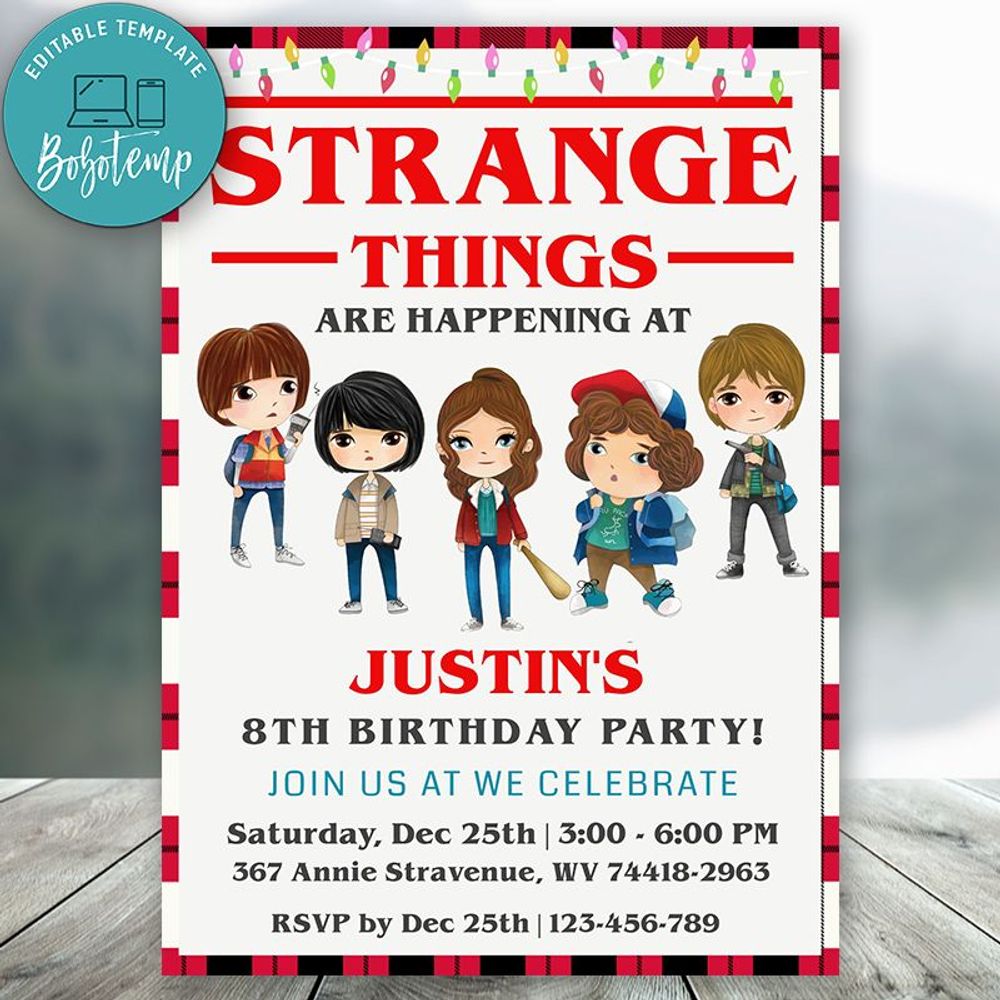 Printable Stranger Things Birthday Invitations