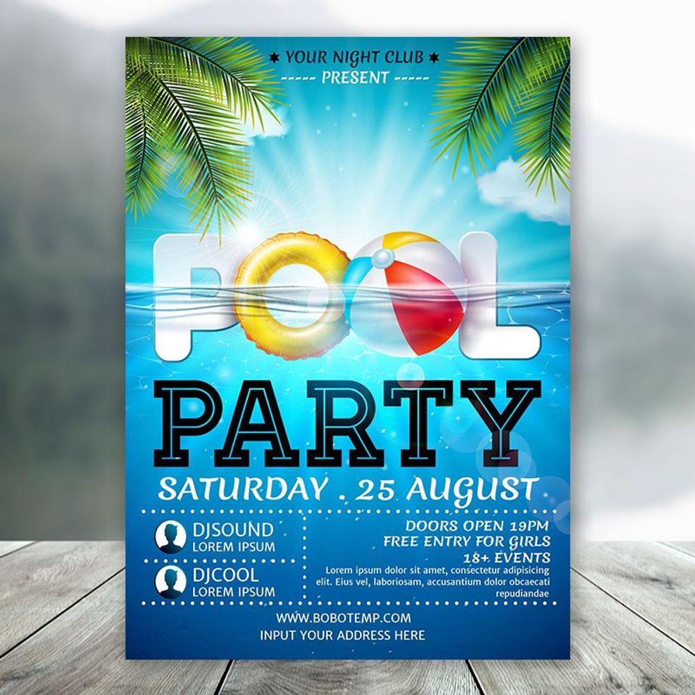 Pool Party Invitations Digital Bobotemp