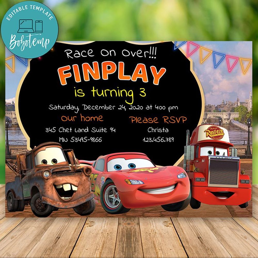 Lightning Mcqueen Birthday Invitations Cars Lightning McQueen Printable Template Cars