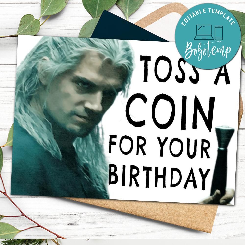 The Witcher Toss a coin for your Birthday Card | Bobotemp