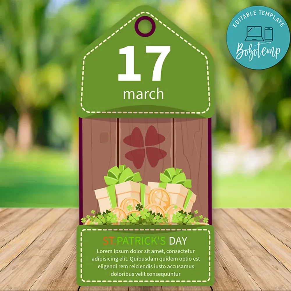Editable Saint Patrick's Day Label Instant Download | Bobotemp