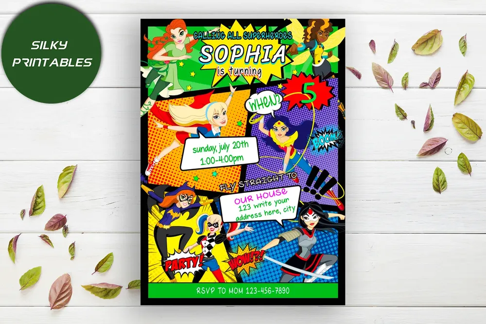 Editable Dc Superhero Girls Birthday Flyer Instant Download | Bobotemp