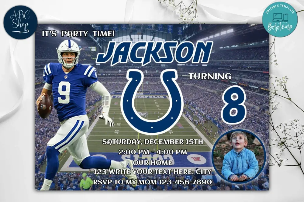 Indianapolis Colts Birthday Invitation Instant Download | Bobotemp