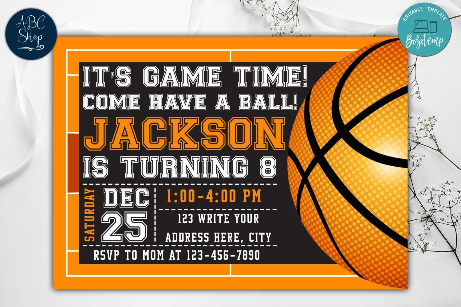 Basketball Court Invitation Instant Download | Bobotemp