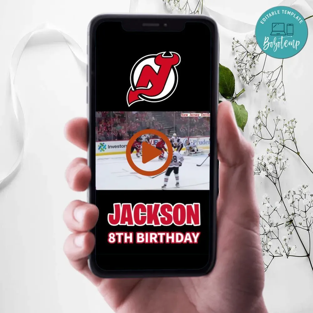 New Jersey Devils Invitation Digital Template Instant Download | Bobotemp