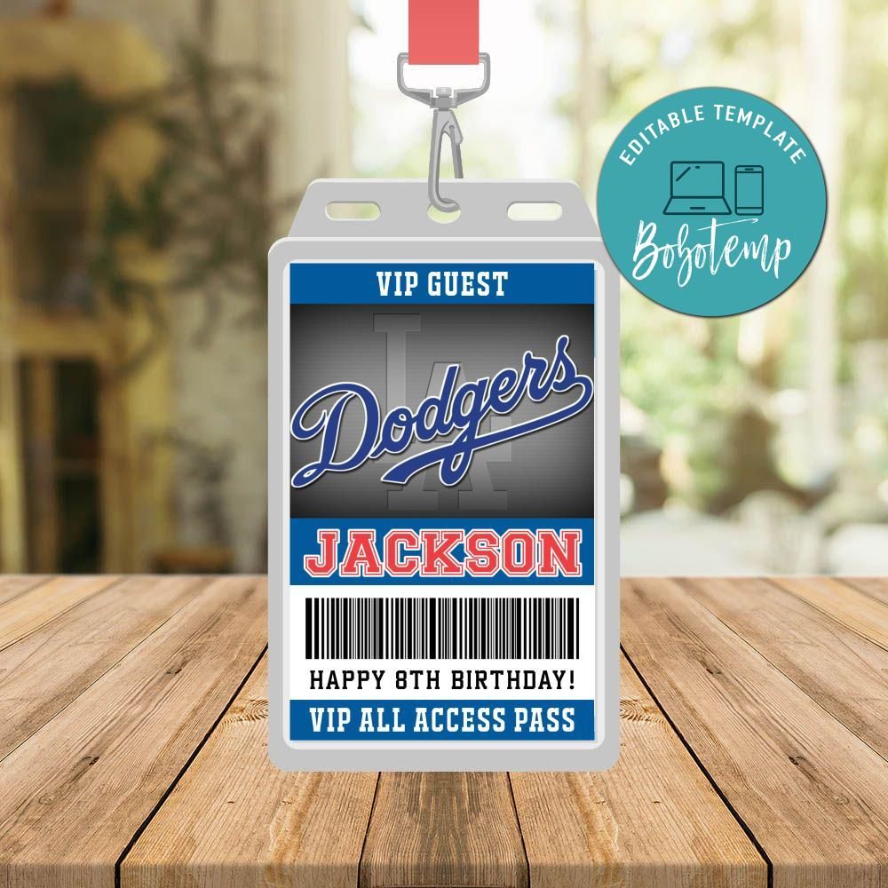 Los Angeles Dodgers Vip Pass Birthday Instant Download | Bobotemp