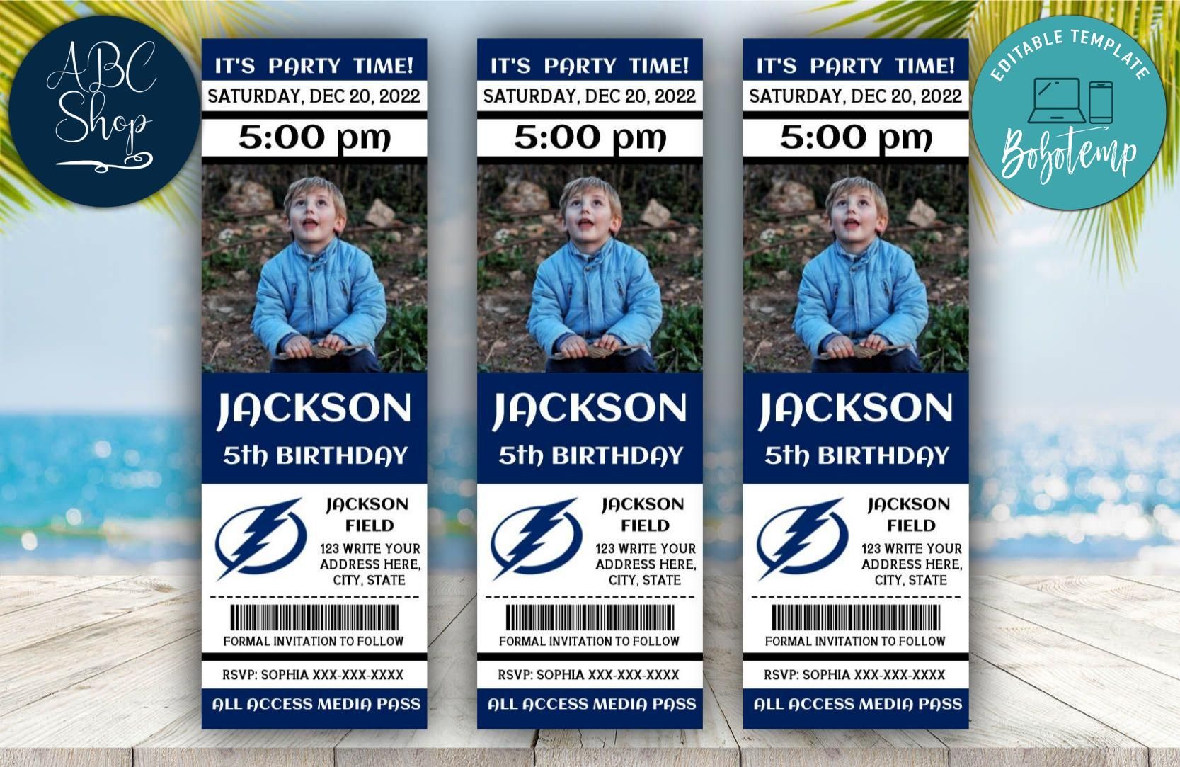 Tampa Bay Lightning Birthday Ticket With Photo Invitation DIY | Bobotemp