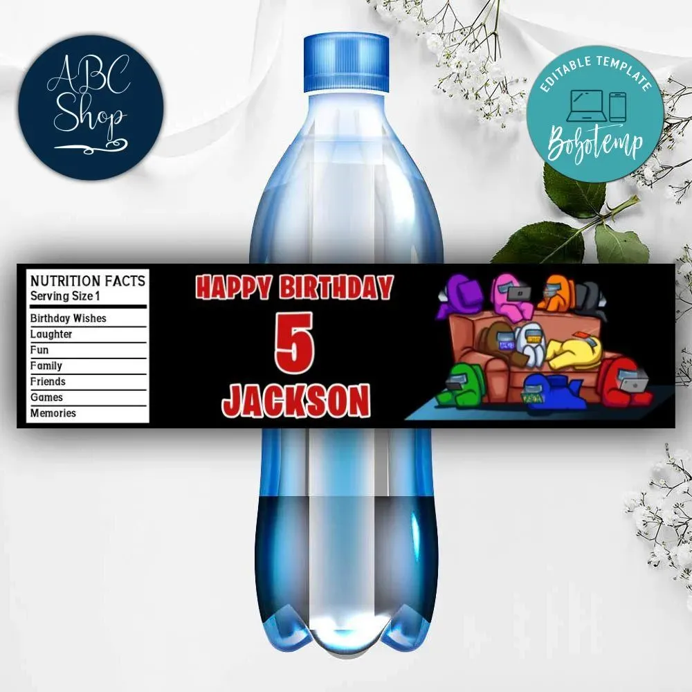 Printable Among Us Water Bottle Labels DIY | Bobotemp