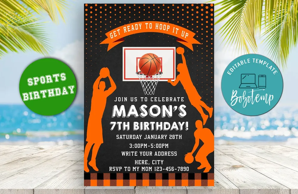 Editable Basketball Invitations Instant Download | Bobotemp