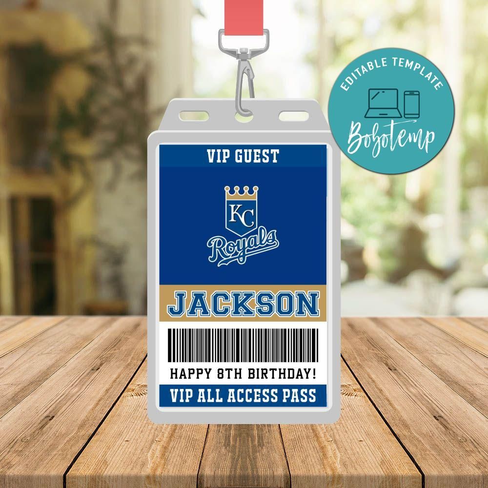 Kansas City Royals Vip Pass Birthday Instant Download | Bobotemp