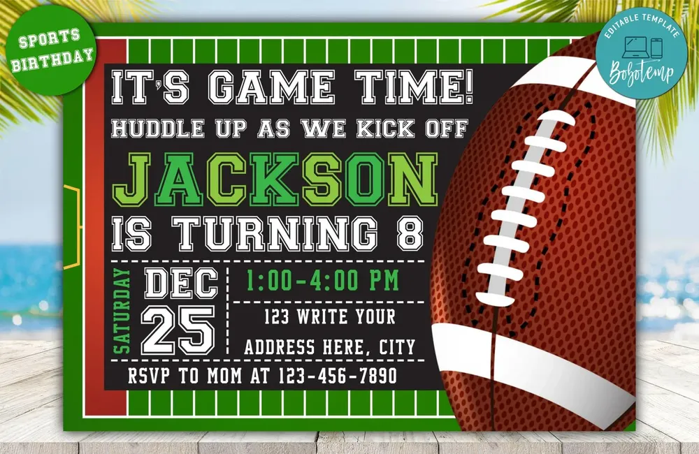 Editable Football Invitations Instant Download | Sunmily