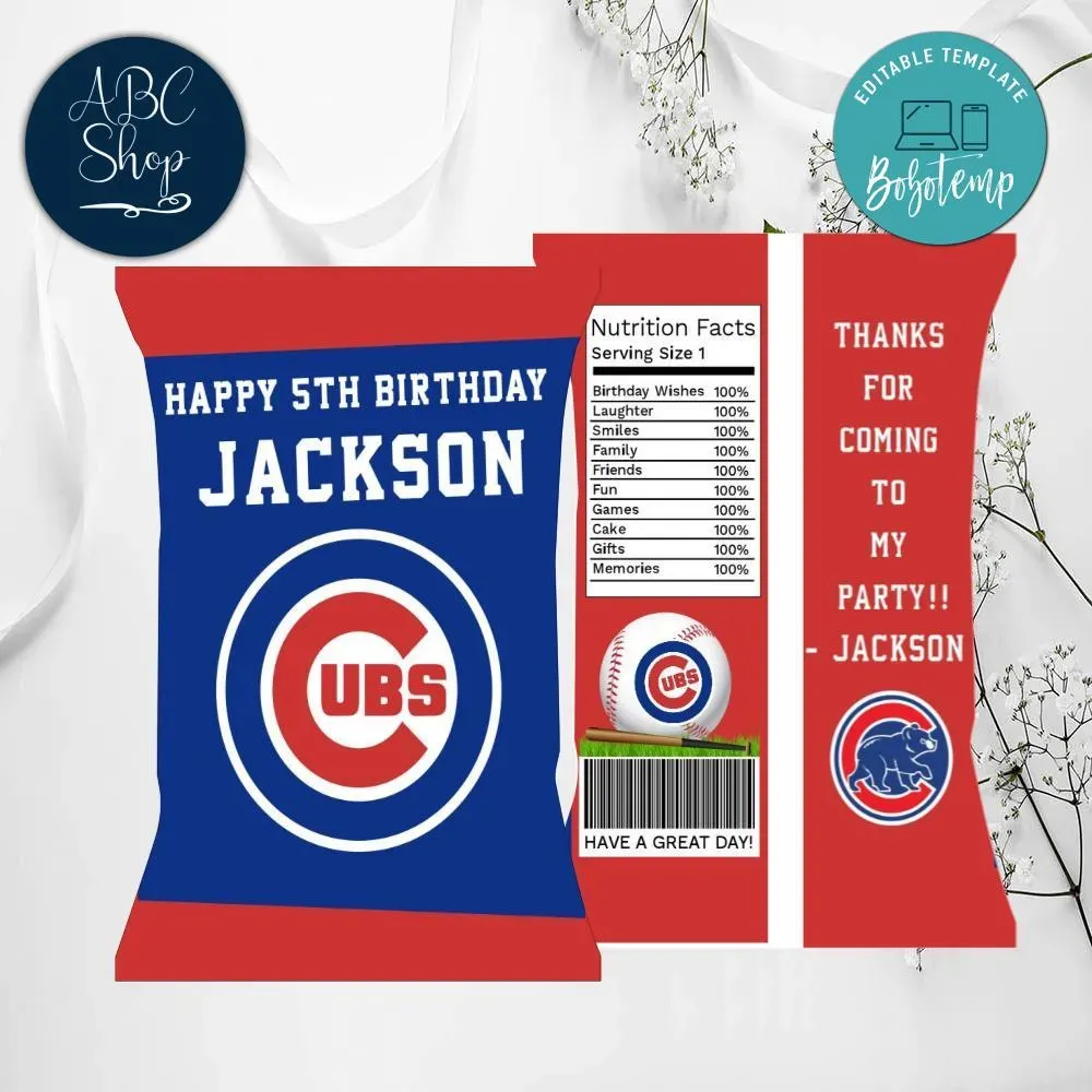 Chicago Cubs Chip Bags Digital File Printable Instant Download | Bobotemp
