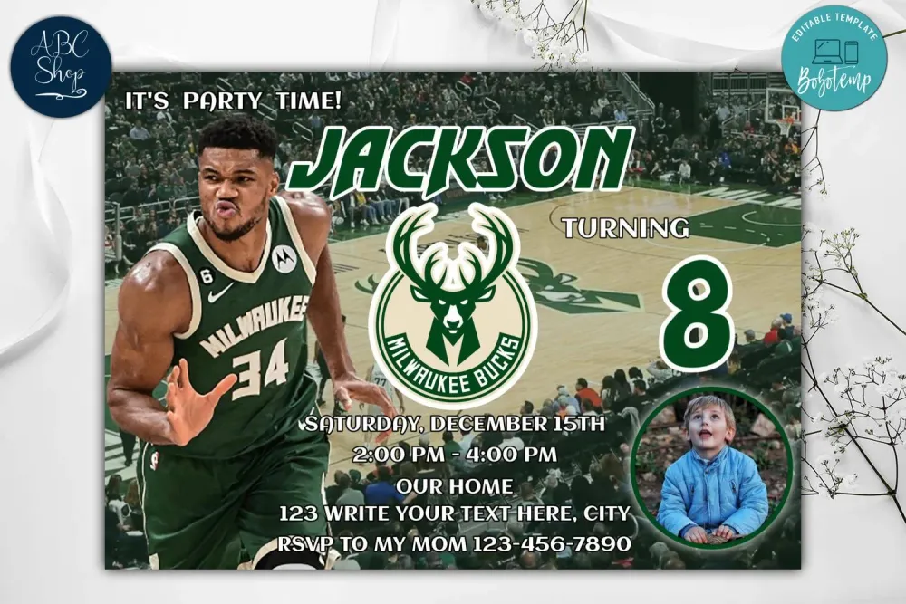 Milwaukee Bucks Birthday Invites Template to Print at Home DIY | Bobotemp