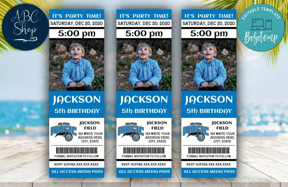 Orlando Magic Birthday Ticket With Photo Invitation DIY | Bobotemp