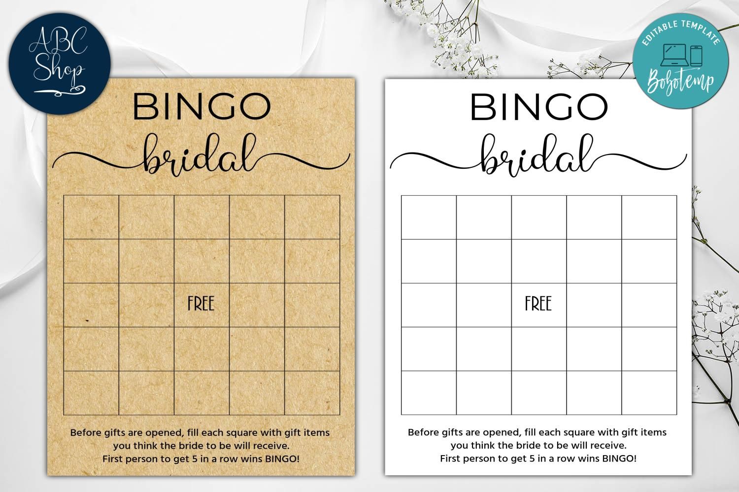 Editable Bridal Shower Bingo Bridal Shower Game DIY Bobotemp