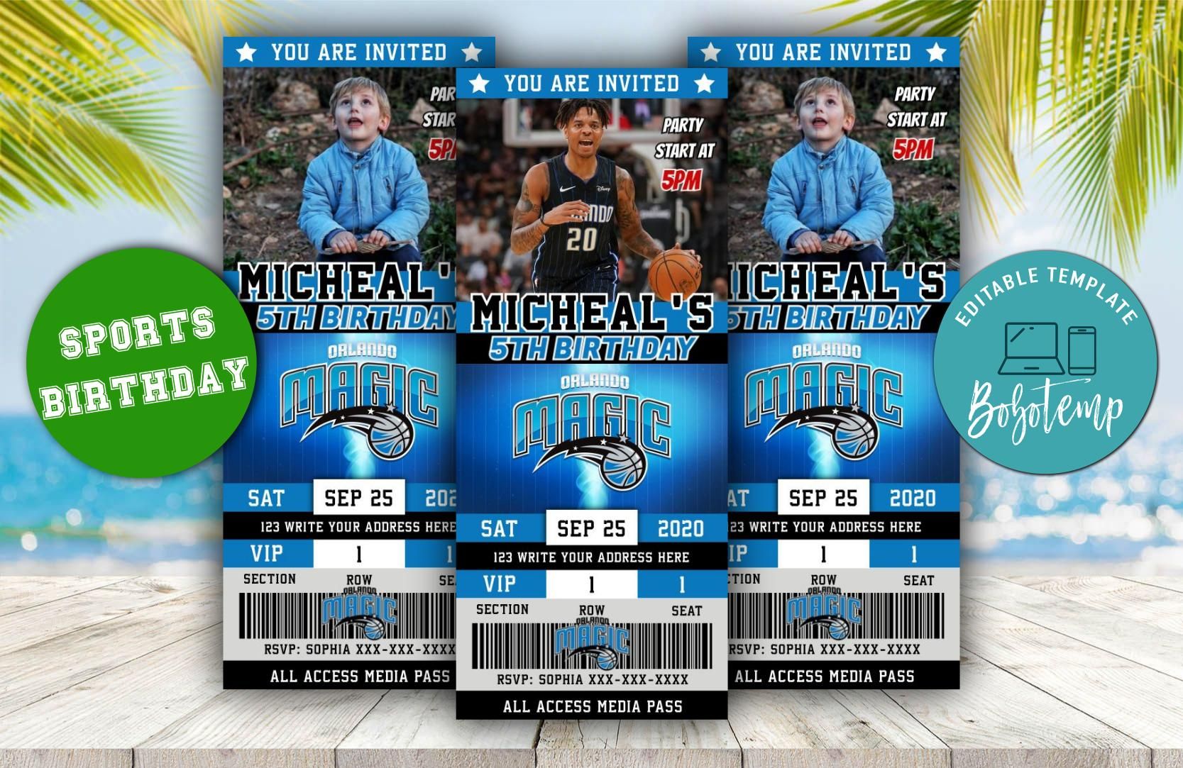 Editable Orlando Magic Birthday Ticket Invitations DIY Createpartylabels
