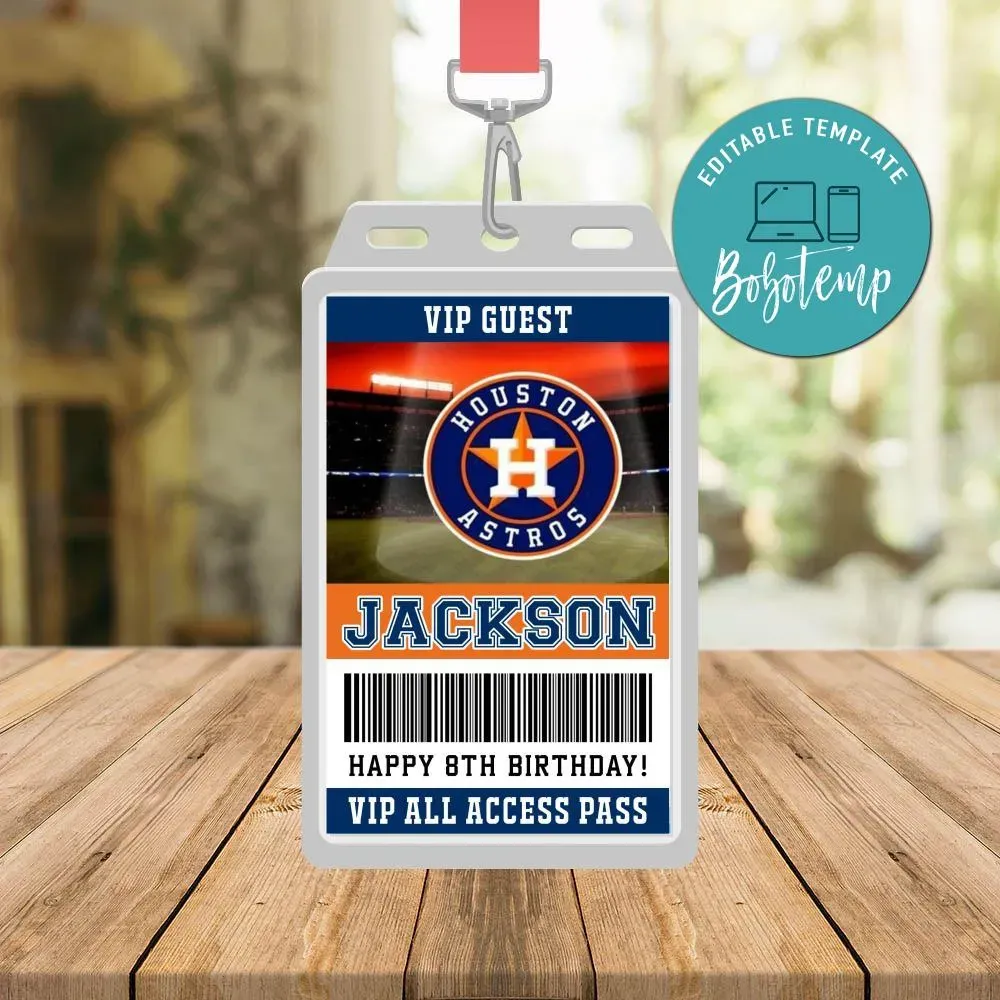 Houston Astros Vip Pass Birthday Instant Download | Bobotemp