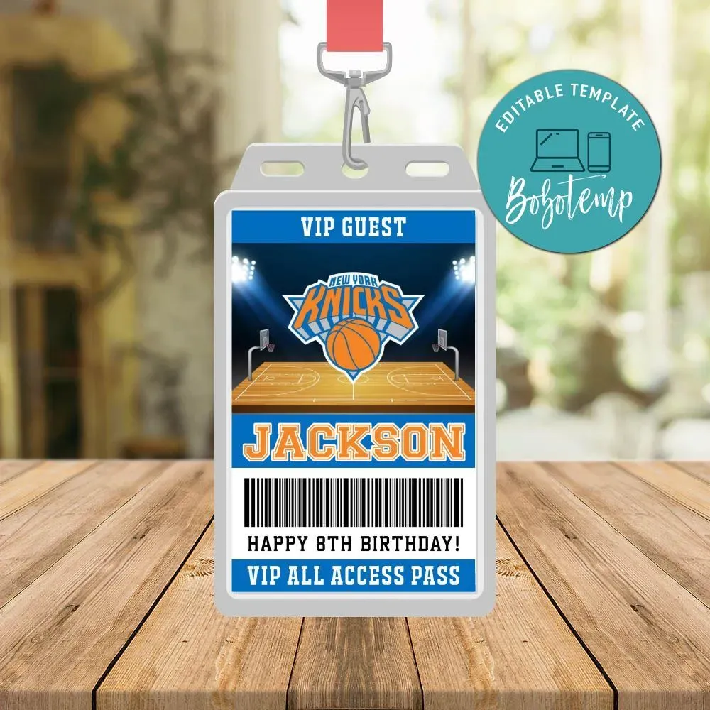New York Knicks Vip Pass Birthday Instant Download | Bobotemp