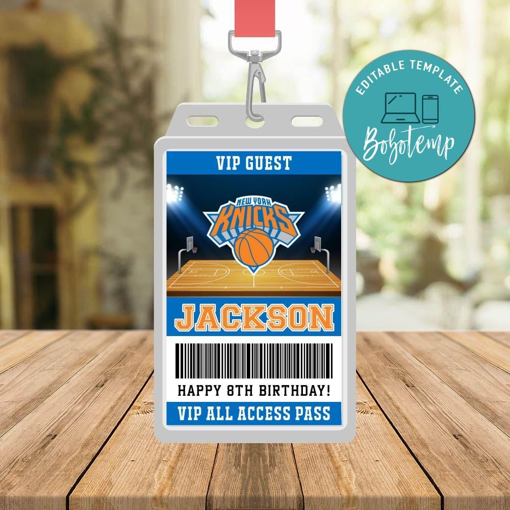 New York Knicks Vip Pass Birthday Instant Download | Bobotemp
