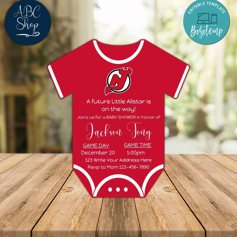 New Jersey Devils Baby Shower Invitation Instant Download | Bobotemp