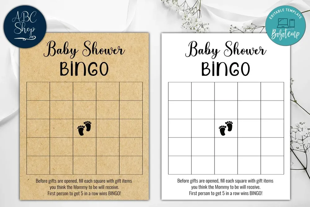 Printable Baby Shower Bingo Baby Shower Game Instant Download | Bobotemp