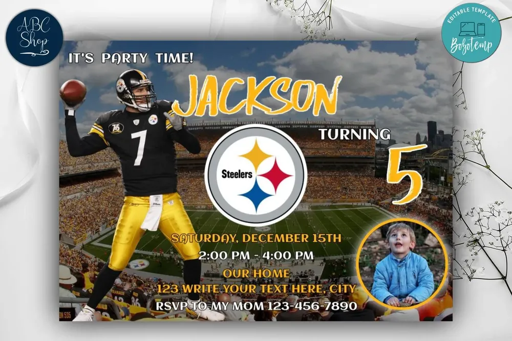 Pittsburgh Steelers Birthday Flyer Instant Download | Bobotemp