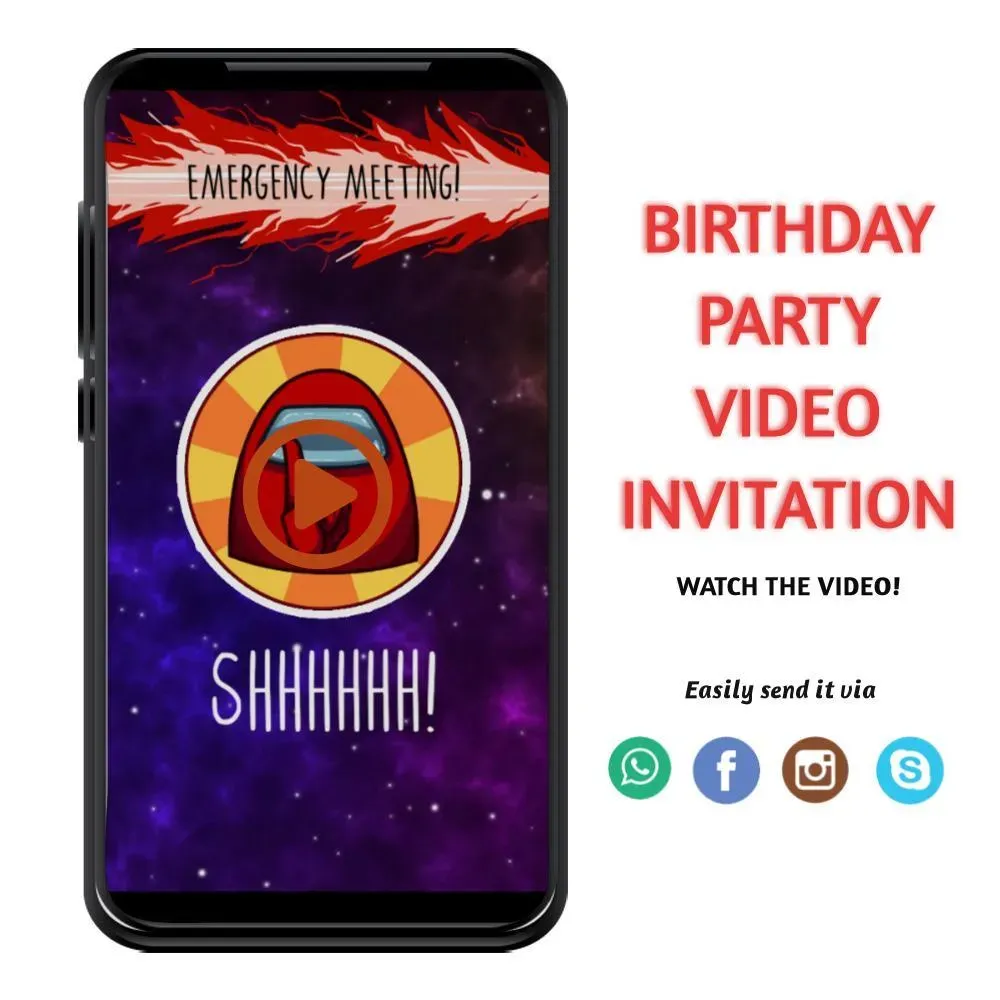 Digital Among Us Customizable Mp4 Video Invitation | Bobotemp
