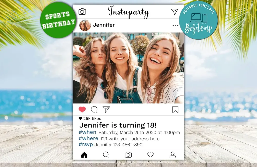 Editable Instagram Birthday Invitation Instant Download | Bobotemp