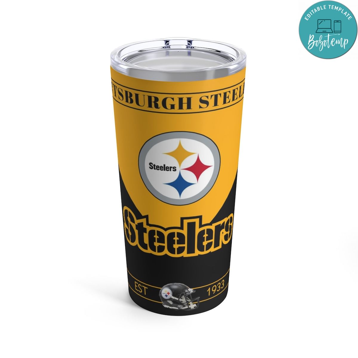 Pittsburgh Steelers 20 oz Skinny Tumbler Customizable Design Template ...