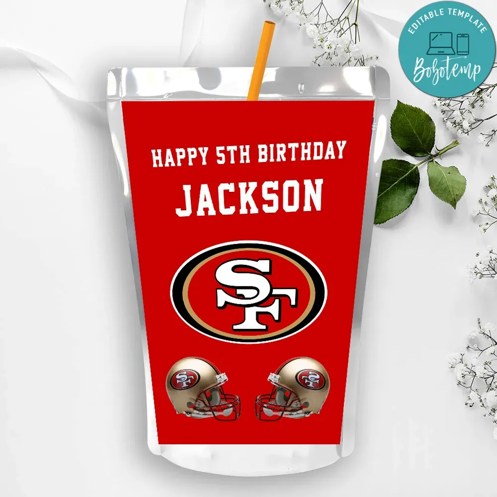 San Francisco 49ers Birthday Capri Sun Juice Label DIY | Bobotemp