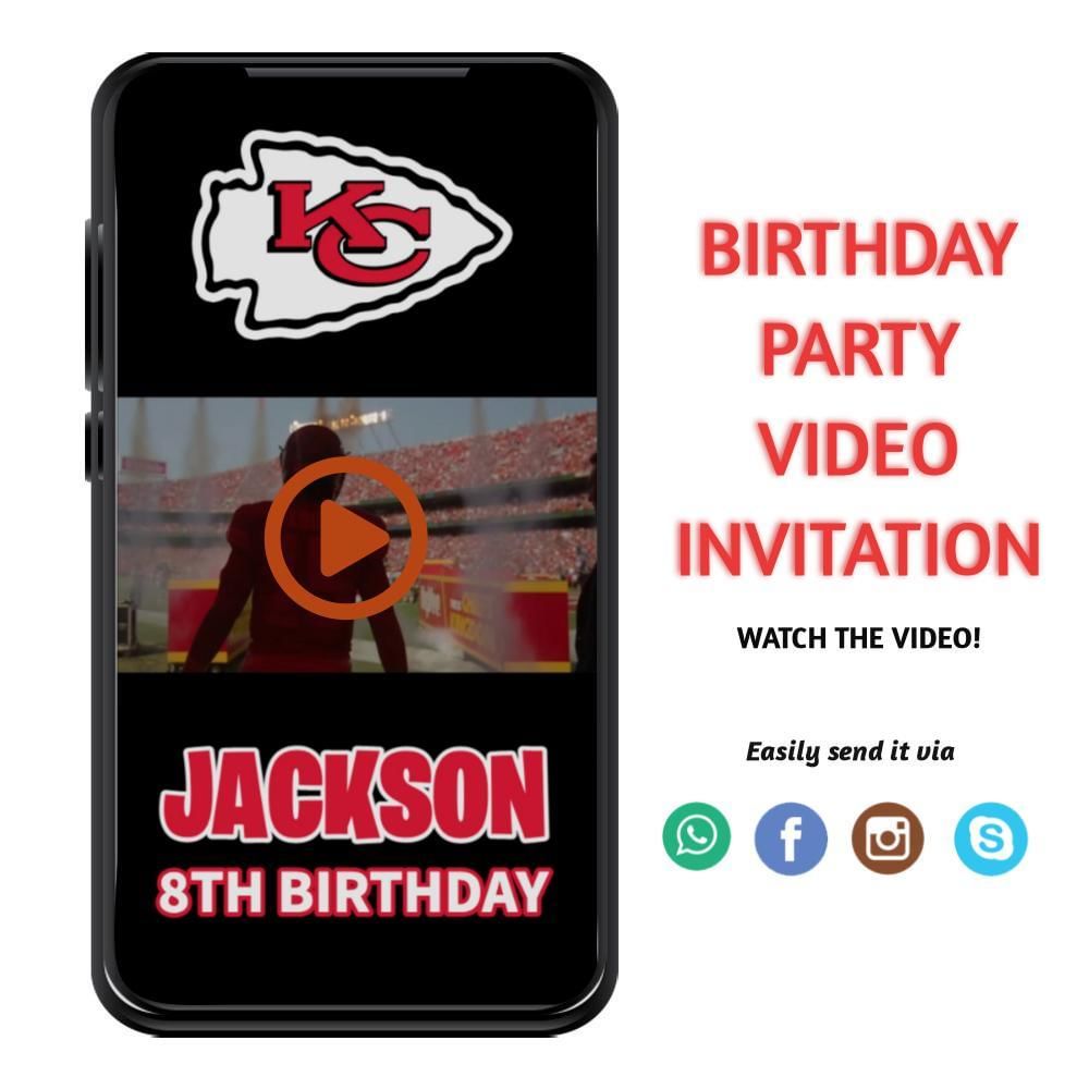 Kansas City Chiefs Invitation Digital Template Instant Download | Bobotemp