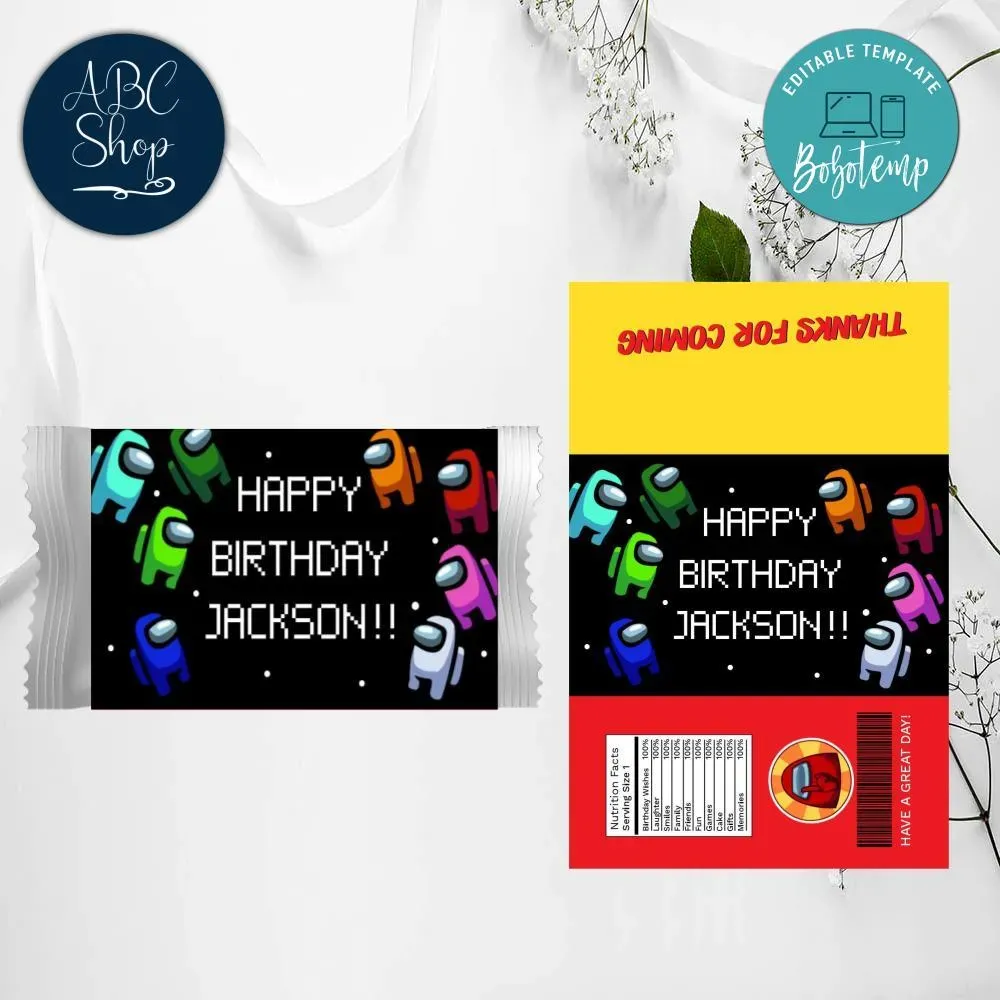 Among Us Candy Bar Digital File Printable Instant Download | Bobotemp