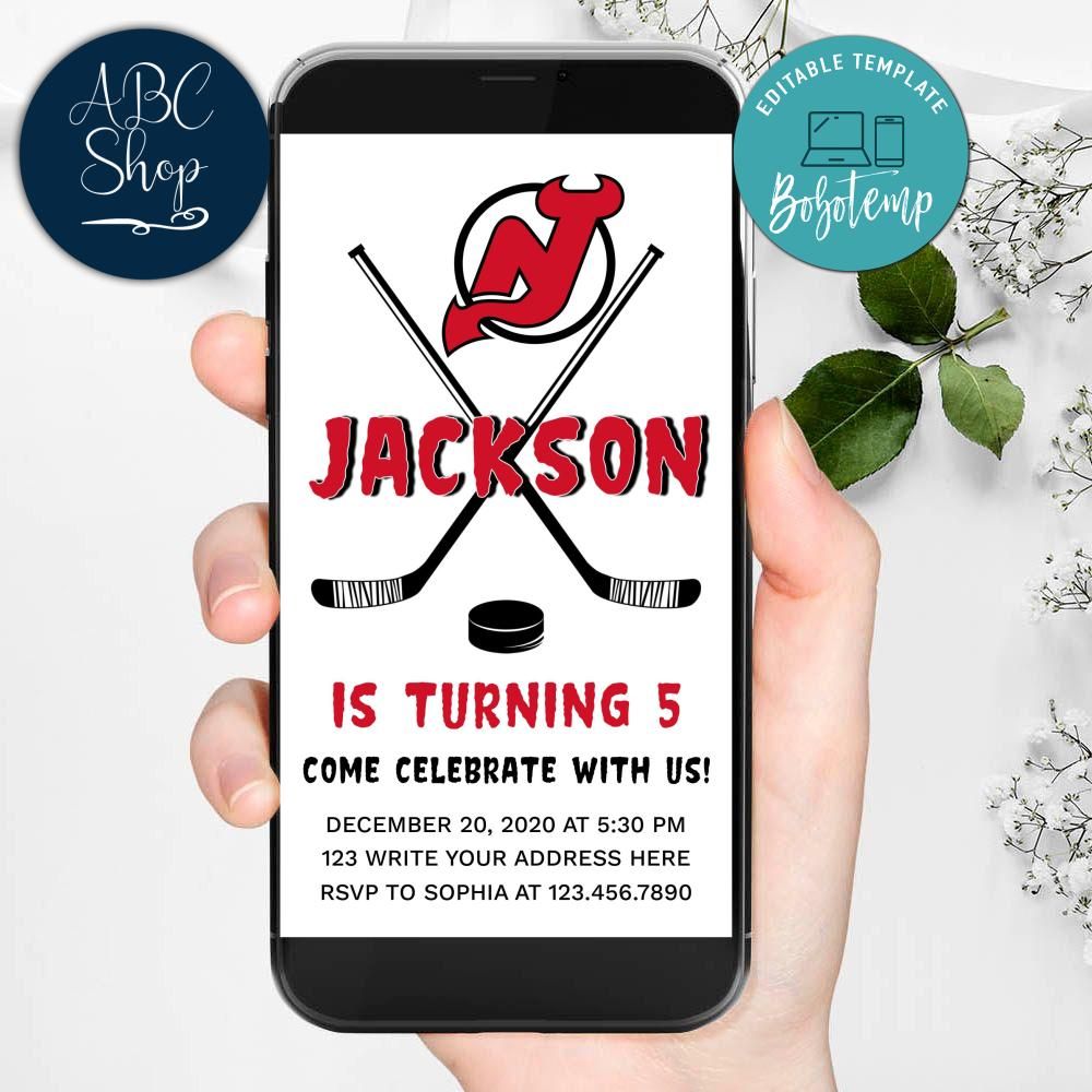 Electronic New Jersey Devils Electronic Invite Birthday Invitations DIY | Bobotemp