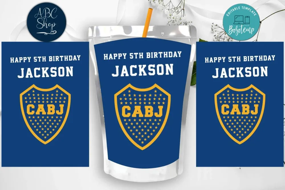 Boca Juniors Birthday Capri Sun Juice Label Instant Download | Bobotemp