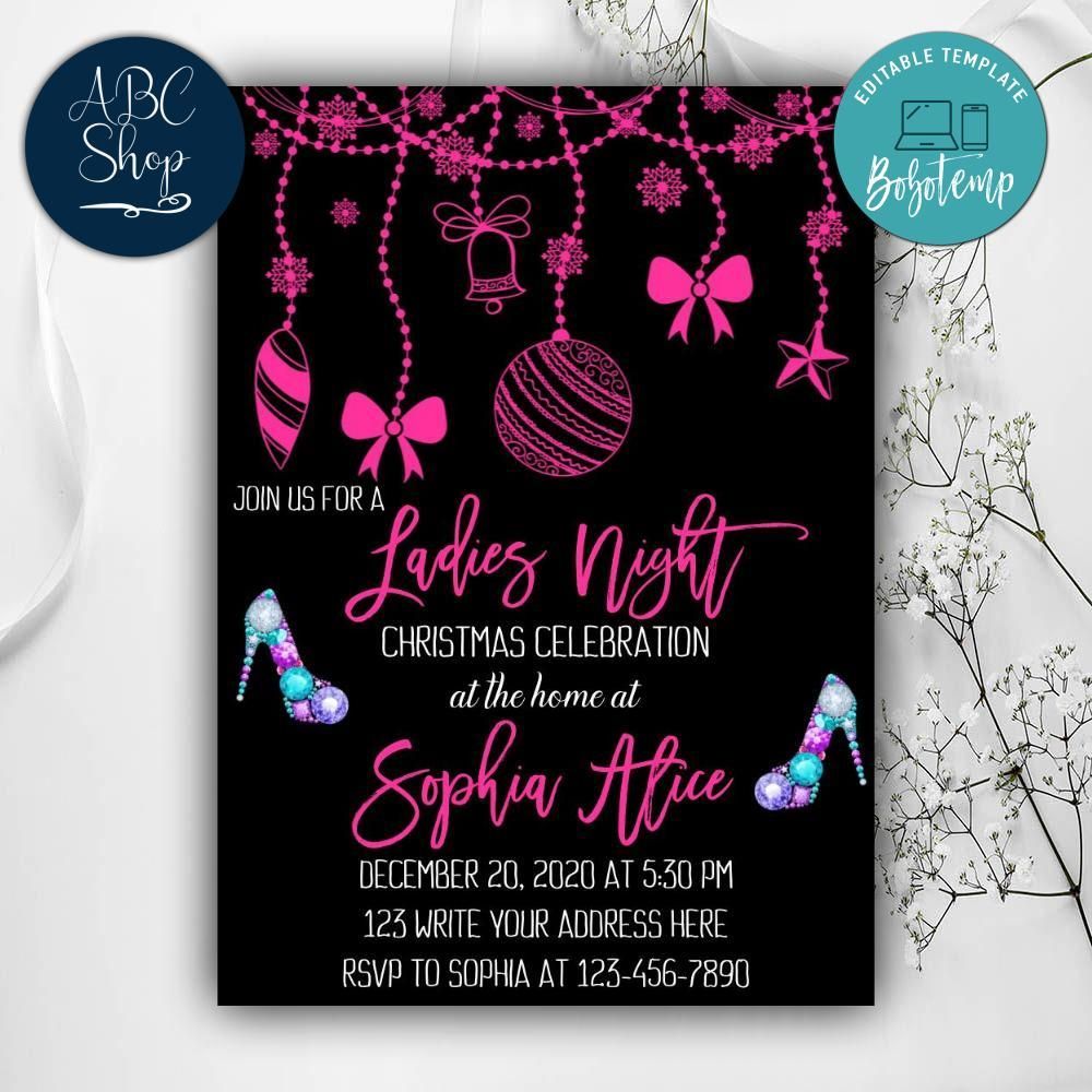 Printable Ladies Christmas Party Invitation Instant Download Bobotemp