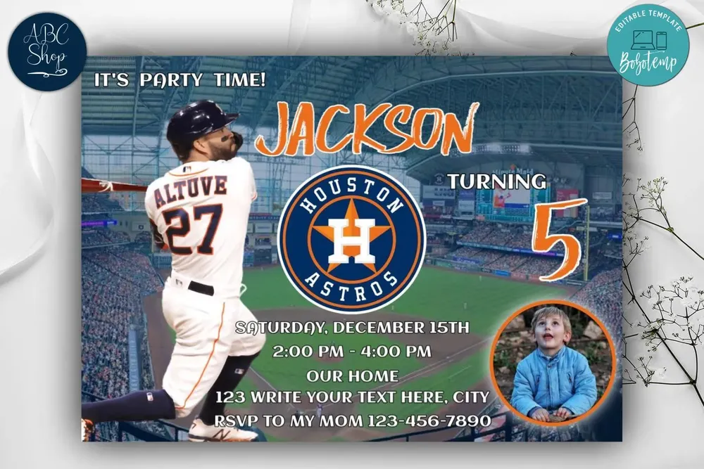 Houston Astros Birthday Flyer Instant Download | Bobotemp