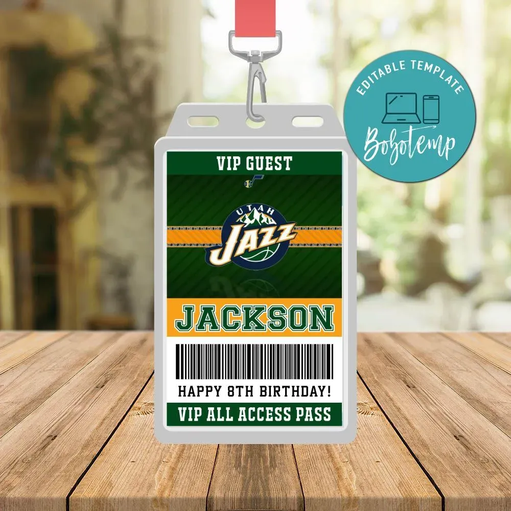 Utah Jazz Vip Pass Birthday Instant Download | Bobotemp