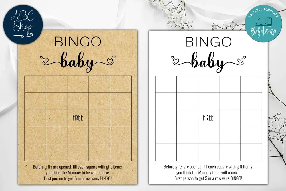Printable Bingo Baby Baby Shower Game Instant Download | Sportspartydesign