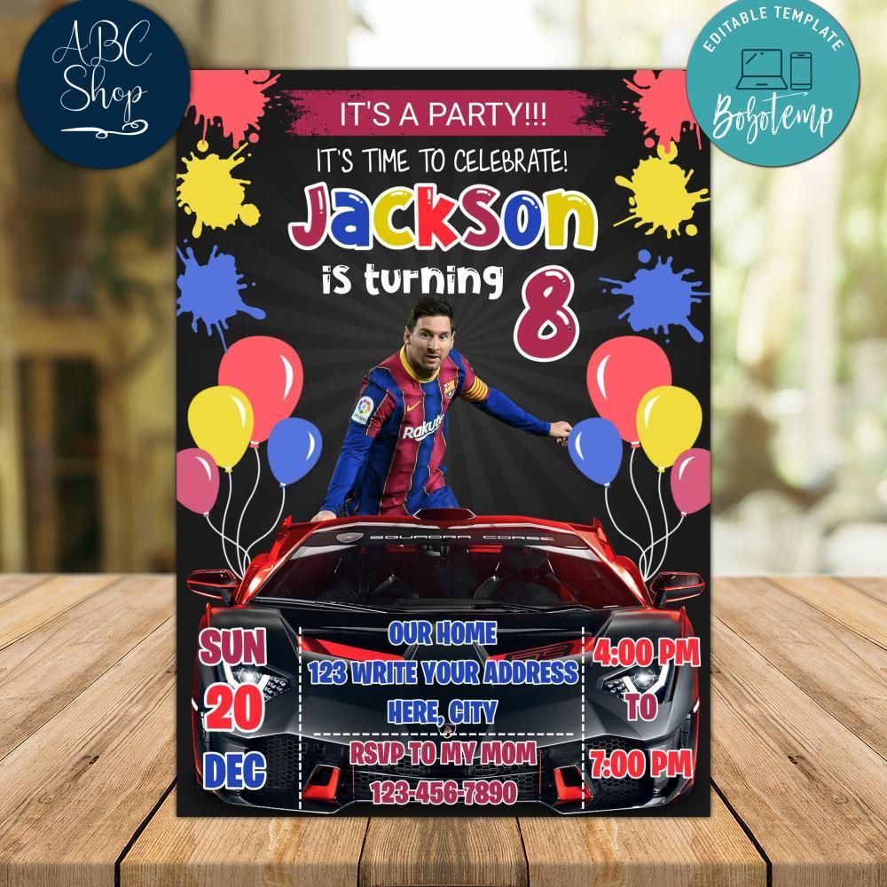 Messi Barcelona Drive By Birthday Parade Invitation | Bobotemp