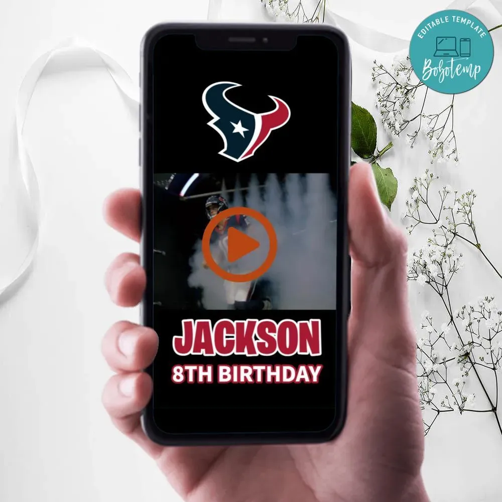 Houston Texans Invitation Digital Template Instant Download | Bobotemp