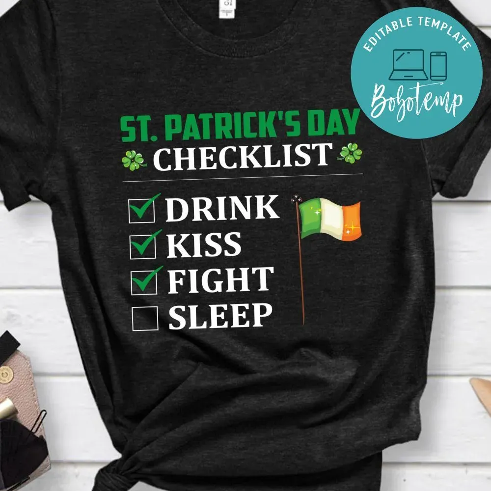 St.patrick's Day Checklist Shirt | Bobotemp