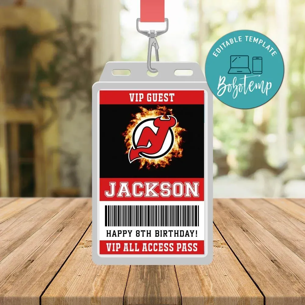 New Jersey Devils Vip Pass Birthday Instant Download | Bobotemp