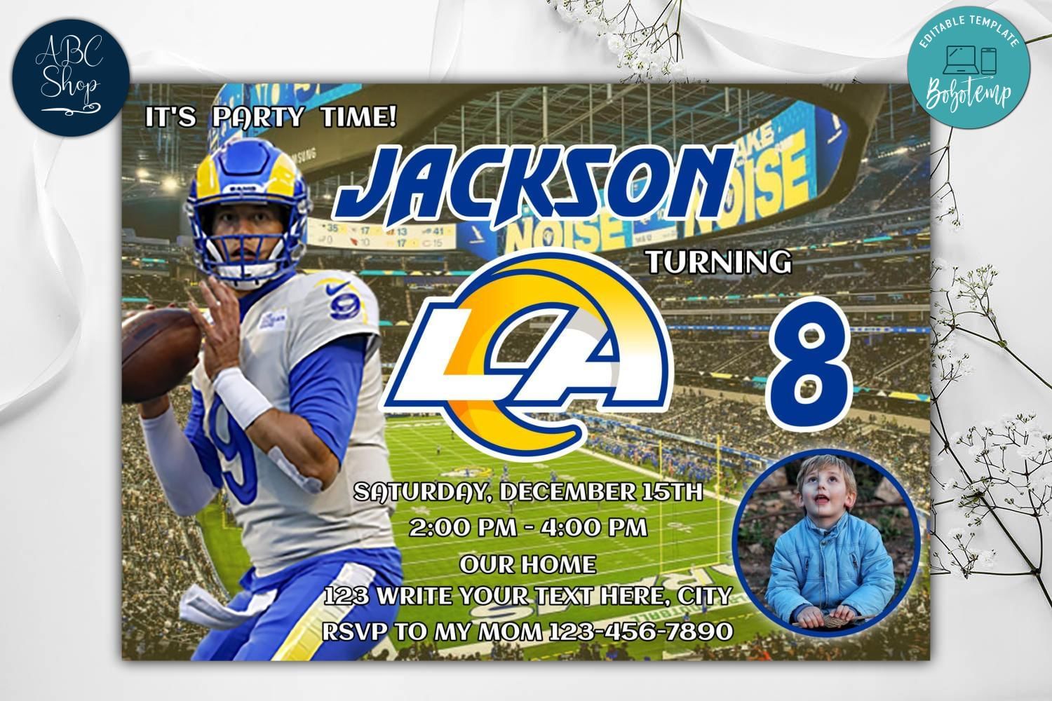 Los Angeles Rams Birthday Invitation Instant Download | Bobotemp